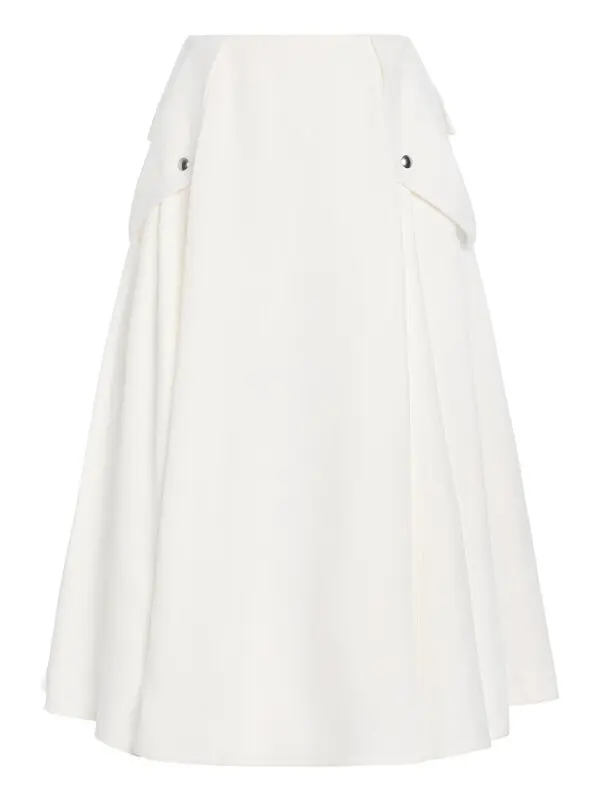 Bottega Veneta Pleated Twill Midi Skirt - White