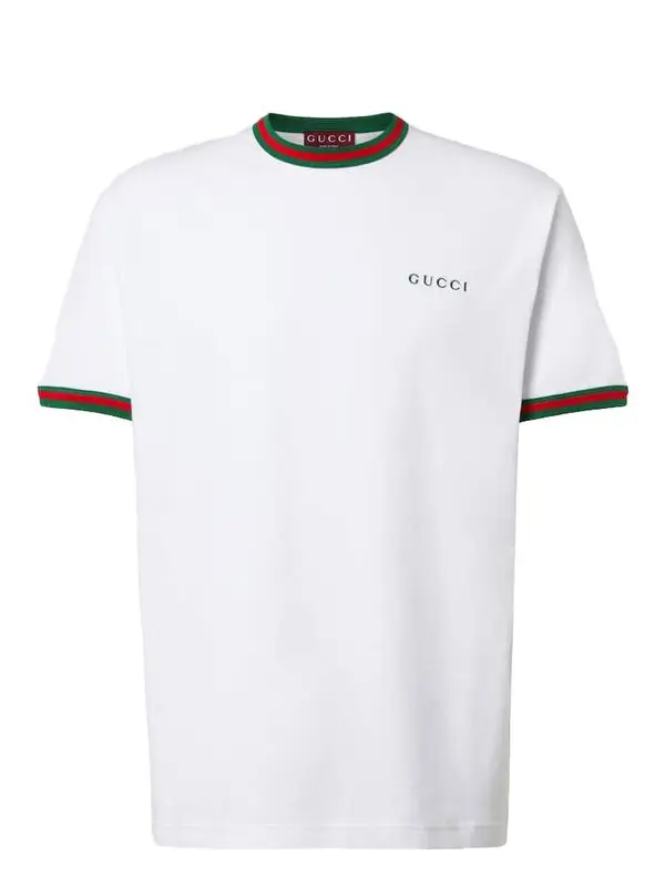 Gucci Webstripe Logo Cotton Jersey T-shirt - White