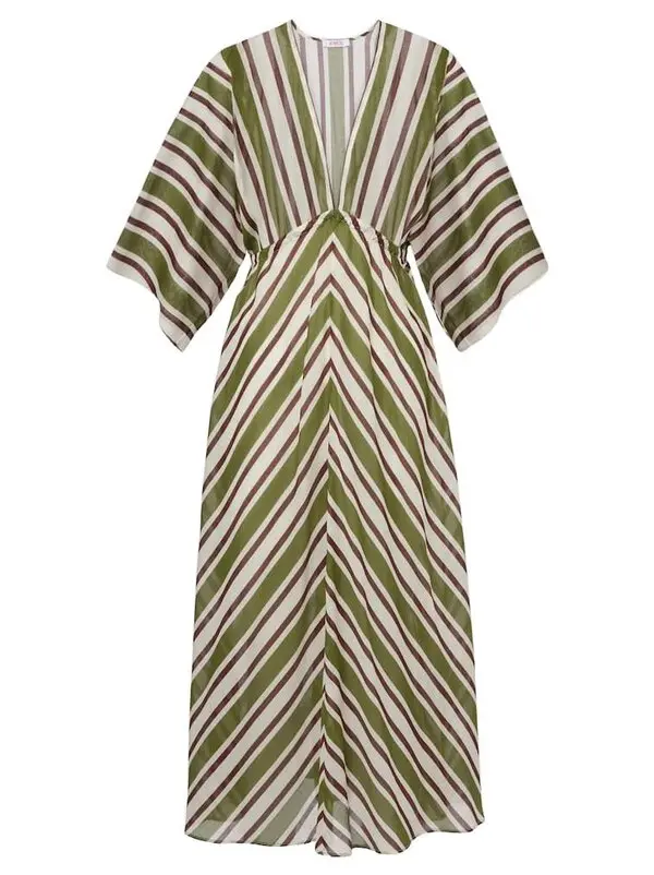 ERES Summer Striped Cotton Voile Kaftan - Green