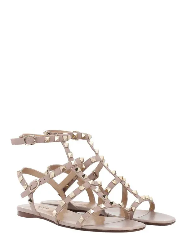 Valentino Garavani Rockstud Leather Sandals - Neutrals