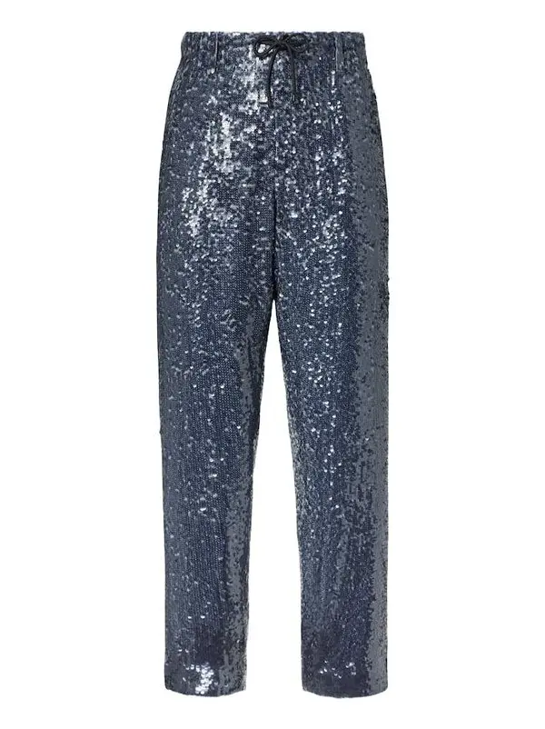 Dries Van Noten Sequined Straight Pants - Blue