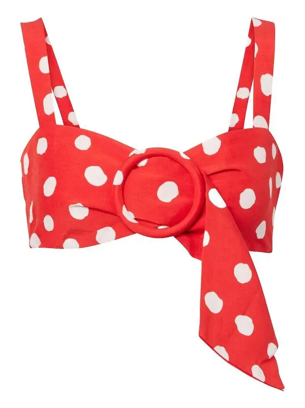 ADRIANA DEGREAS Polka-dot Crop Top - Red