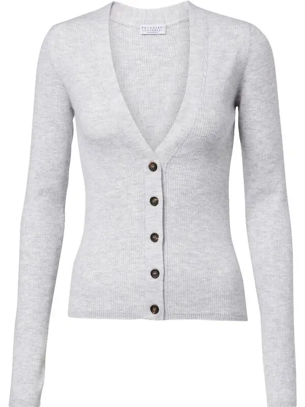 Brunello Cucinelli Ribbed-knit Cardigan - Grey