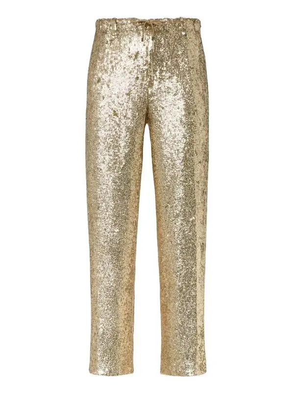 Dries Van Noten Sequined Straight Pants - Gold