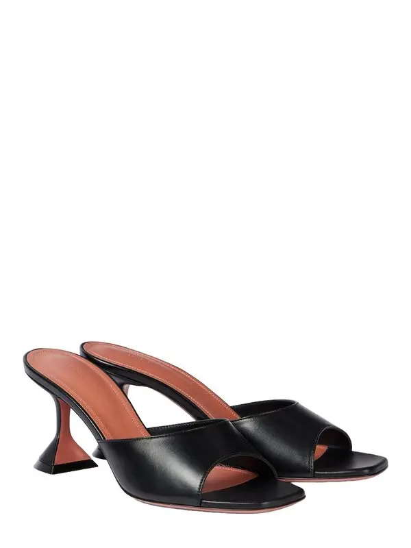 Amina Muaddi Lupita 70 Leather Mules - Black