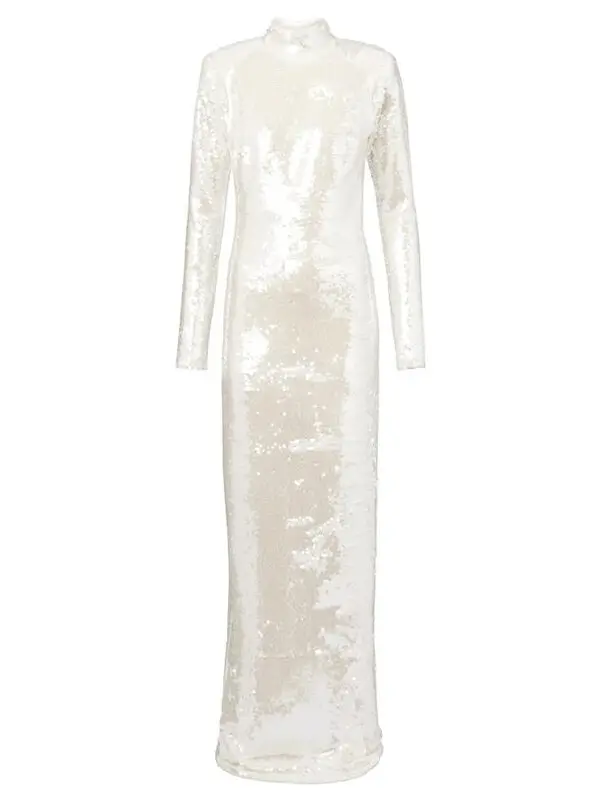 THE NEW ARRIVALS ILKYAZ OZEL Catroux Sequined Gown - White