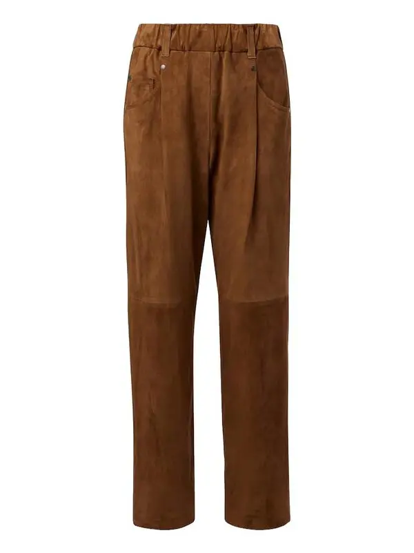 Brunello Cucinelli Suede Straight Pants - Brown