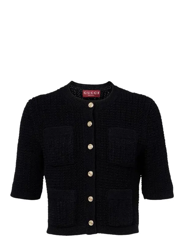 Gucci Cropped Cotton-blend Cardigan - Black