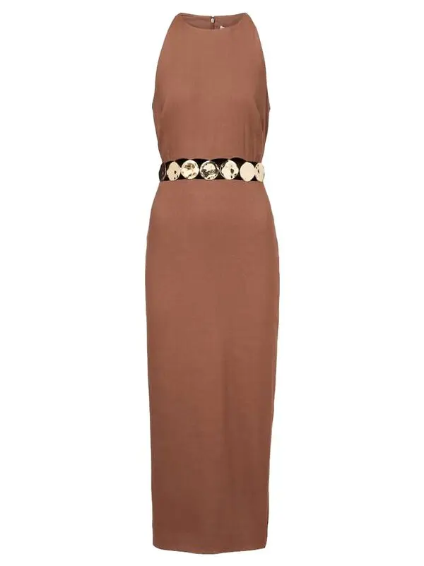 Veronica Beard Isla Embellished Midi Dress - Brown