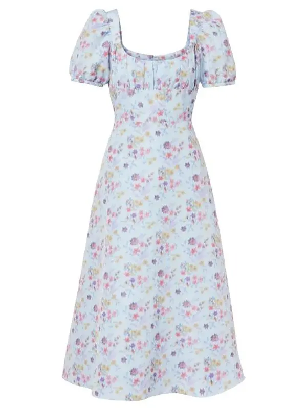 MARKARIAN Elora Floral Ikat Midi Dress - Blue