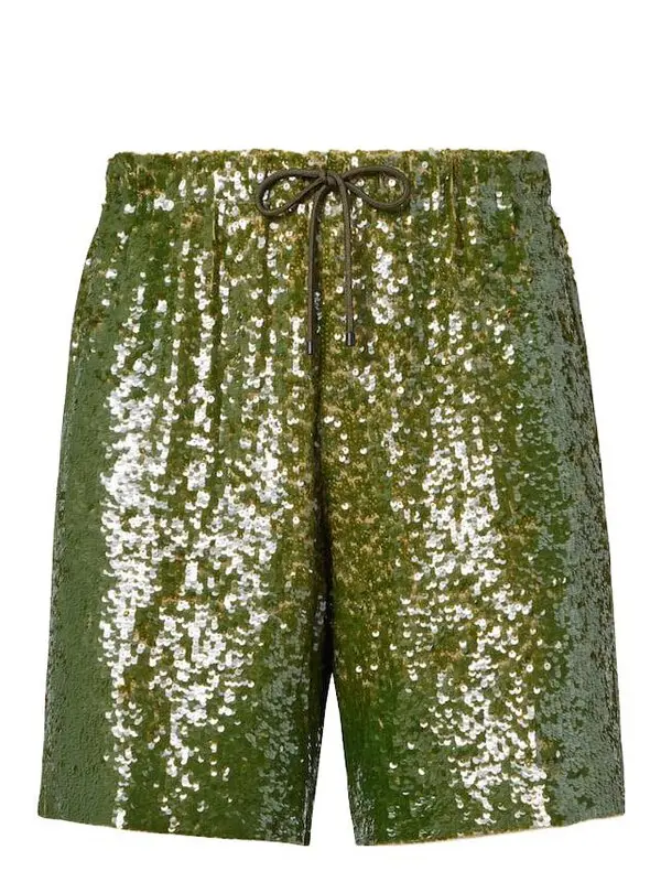 Dries Van Noten Sequined Bermuda Shorts - Green