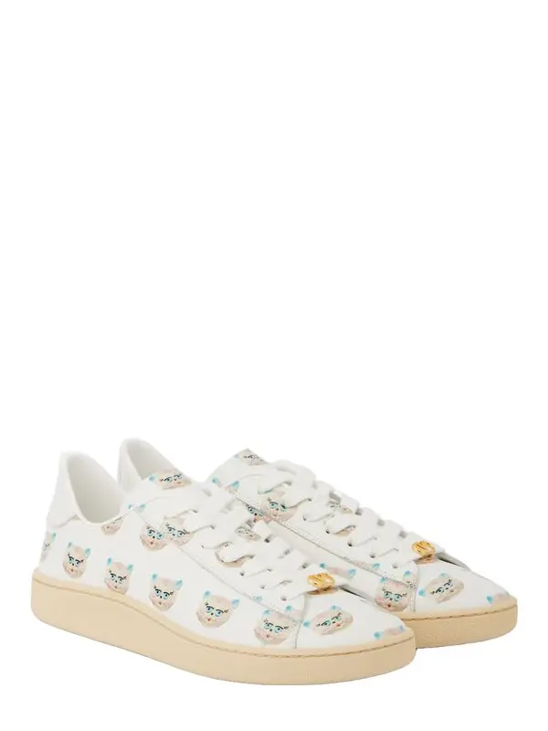 Valentino Garavani Royco Vlogo Printed Leather Sneakers - White