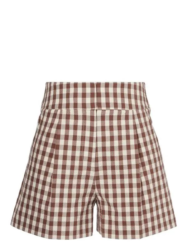 Veronica Beard Haina Gingham Seersucker Shorts - Neutrals