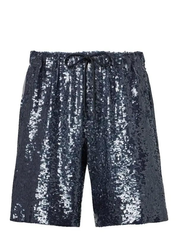 Dries Van Noten Sequined Bermuda Shorts - Blue