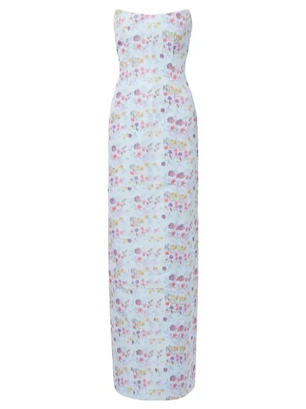 MARKARIAN Odessa Floral Ikat Corset Gown - Blue