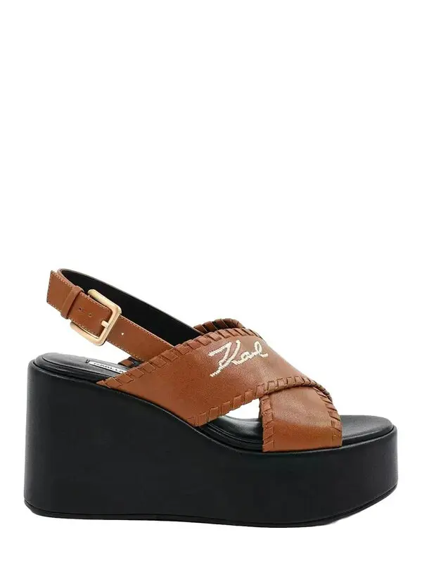 Karl Lagerfeld 90mm Wendy Wedge Sandals - Brown