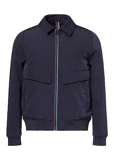 Paul Smith Mixed Media Zip-up Woven Jacket - Very Dark Navy