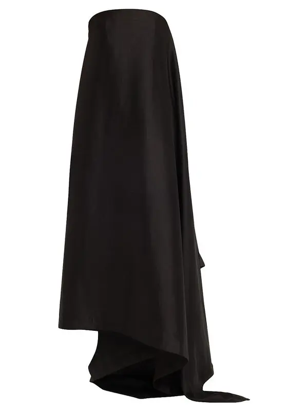 HEIRLOME Wren Strapless Asymmetric Silk Maxi Dress - Black