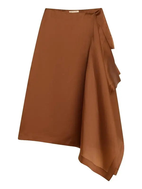 HEIRLOME Mel Draped Silk Organza Midi Skort - Sienna