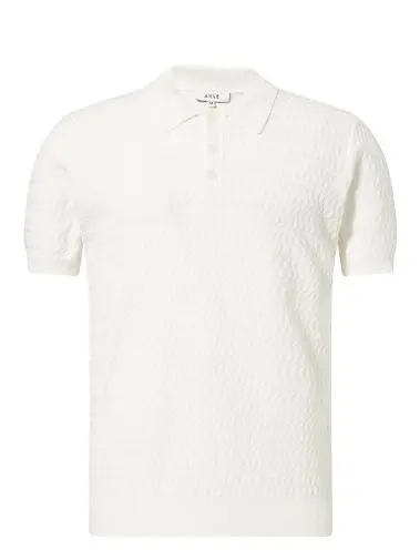 ARNE Wave Textured Cotton-knit Polo Shirt Xxl - White