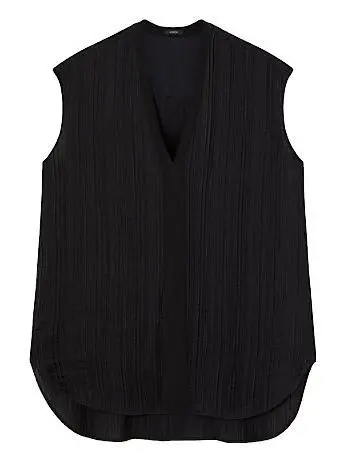 JOSEPH Lucien Pleated-texture Viscose And Silk-blend Top - Black