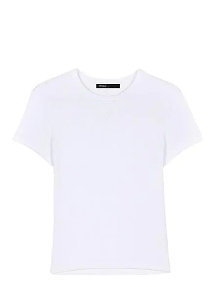 Maje Clover-embroidered Cotton T-shirt - Blanc