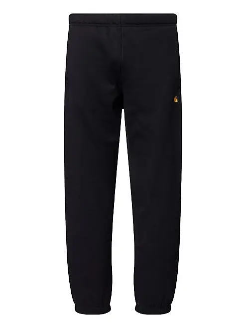 Carhartt Work In Progress Chase Embroidered-logo Cotton-blend Jersey Jogging Bottoms - Black / Gold