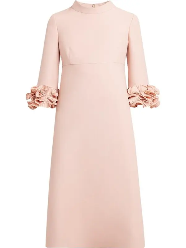 Valentino Garavani Floral Cuff Crepe Couture Midi Dress - Rose
