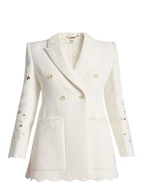 Chloé Embroidered Spongy Jacquard Jacket - White
