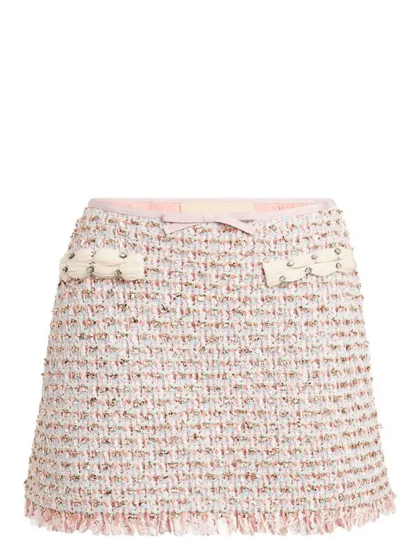 Valentino Garavani Tweed Mini Skirt With Ribbon And Crystal Embellishments - Multi