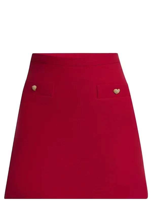 Valentino Garavani Heart Button Crepe Couture Mini Skirt - Dark Red