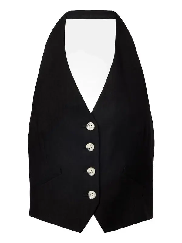 Veronica Beard Arabella Linen-blend Vest - Black