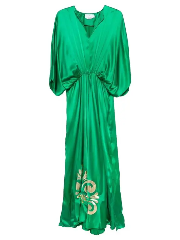 Themis Z Iris Silk Maxi Dress - Green