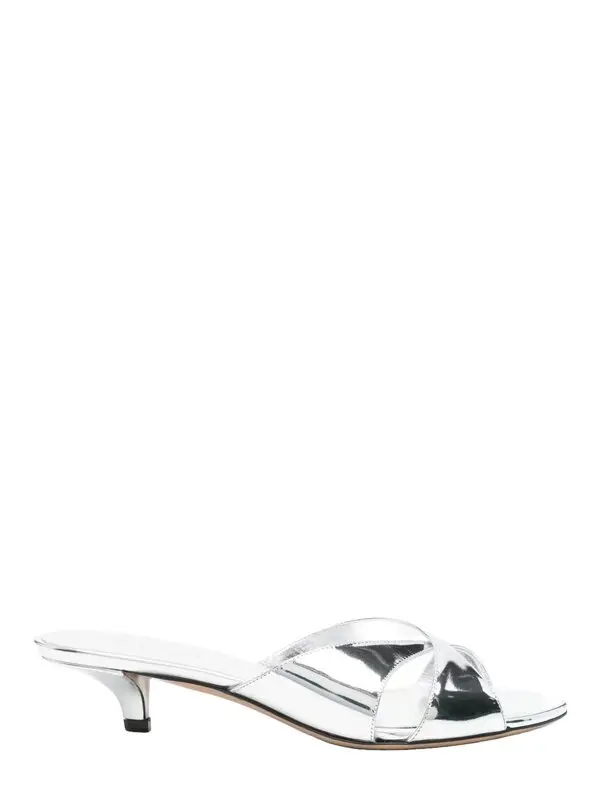 Paris Texas 40mm Leather Mules - Silver