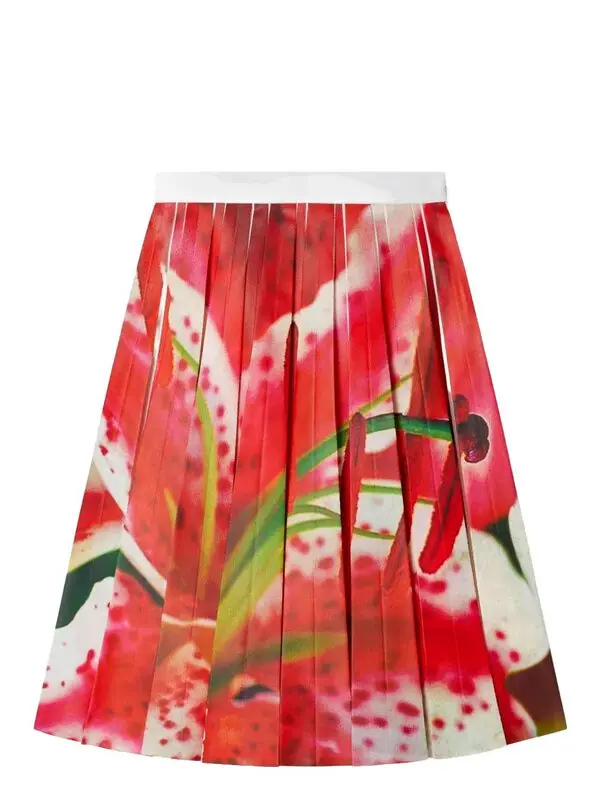 Tory Burch Floral-print Pleated Skirt - Red
