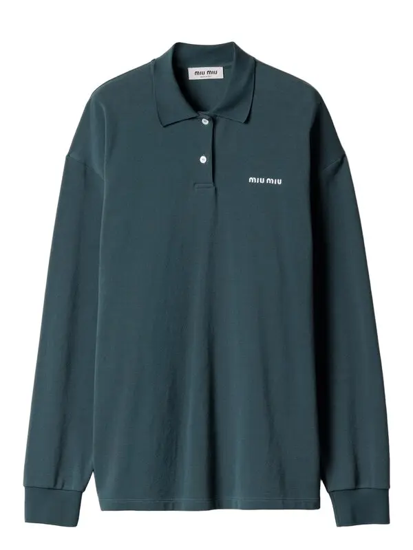 Miu Miu Cotton Piqué Polo Shirt - Green