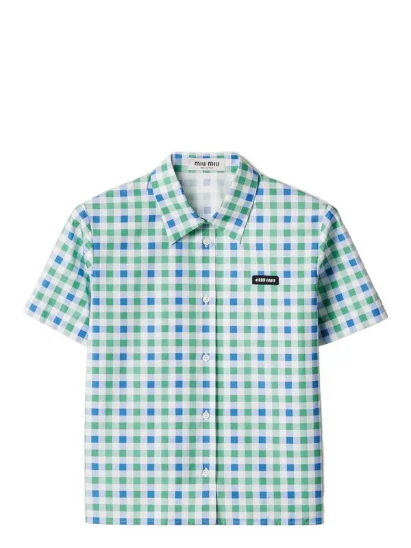 Miu Miu Gingham Poplin Shirt - White/green