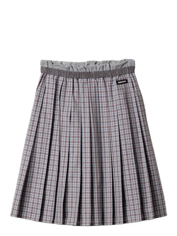 Miu Miu Pleated Check Skirt - Aviator Blue/burgundy