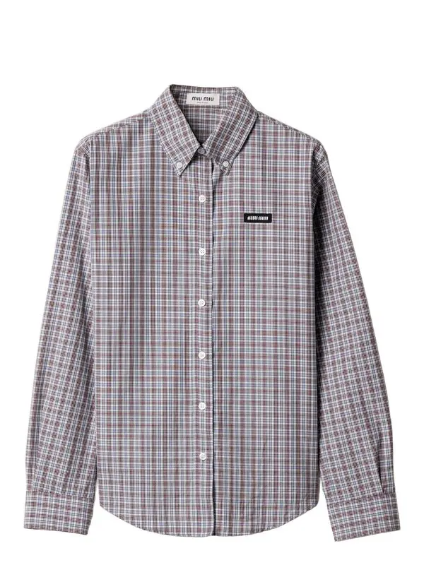 Miu Miu Checked Straight Fit Shirt - Aviator Blue/burgundy