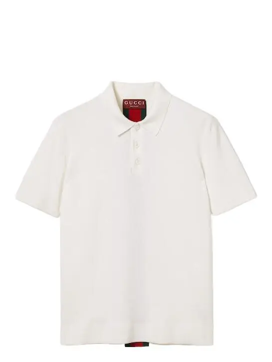 Gucci Knit Wool Polo Shirt With Web - Green
