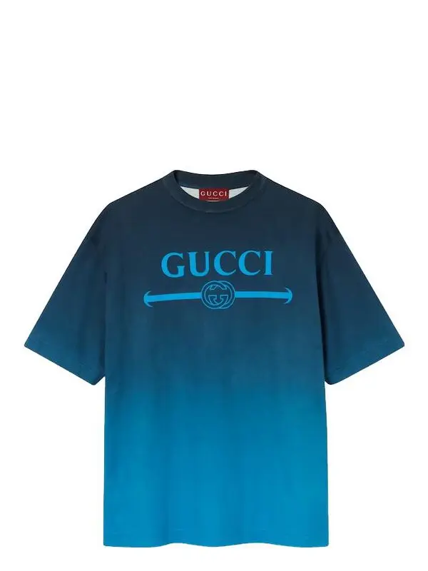 Gucci Technical Cotton Jersey T-shirt With Print - Blue
