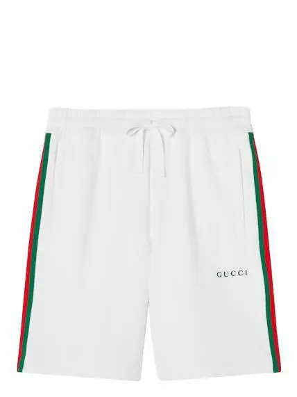 Gucci Cotton Piquet Shorts With Web Stripe - White