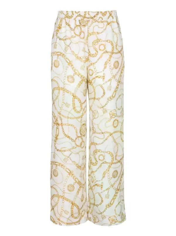 Balmain Silk Palazzo Trousers - White