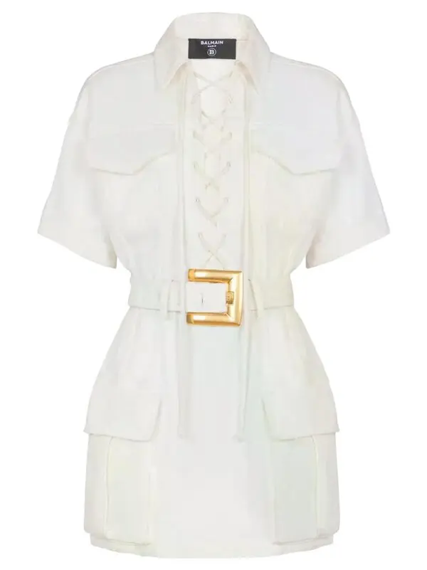 Balmain Canvas Mini Dress - White