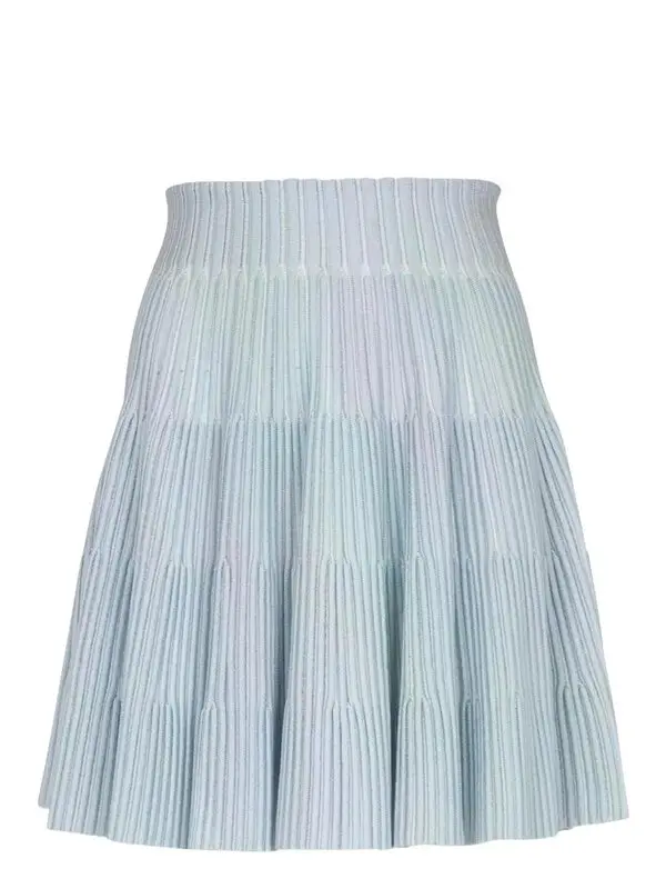 Balmain Ribbed-knit Skirt - Blue
