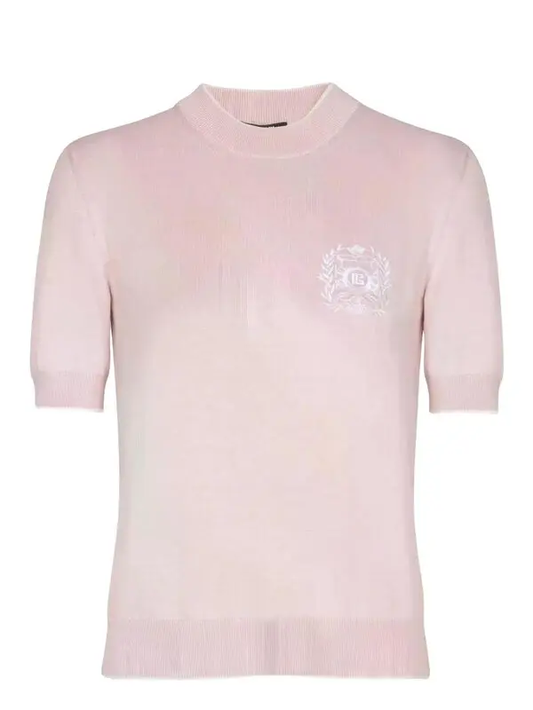Balmain Emblème-embroidered T-shirt - Pink