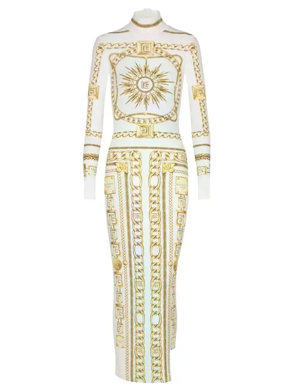 Balmain Graphic-print Bodycon Dress - White