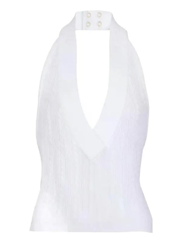 Balmain Cable-knit Halterneck Top - White