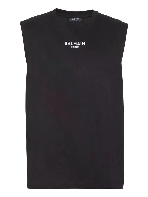 Balmain Logo-embroidered Tank Top - Black