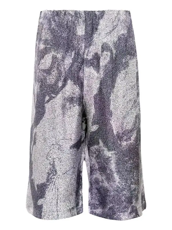QASIMI Dust-print Elasticated Waist Shorts - Purple